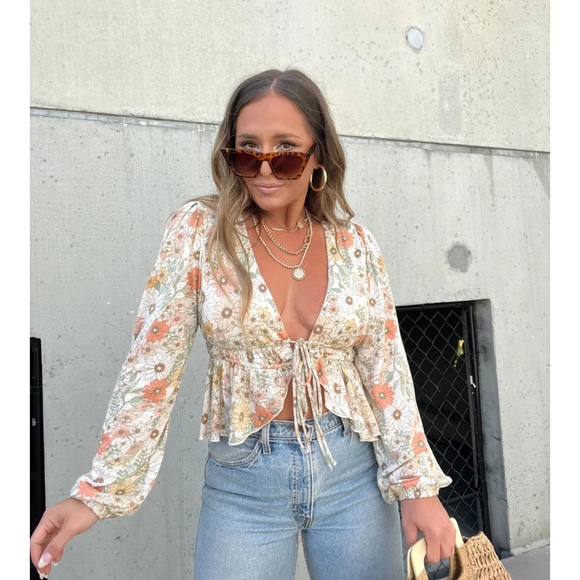 Tops | Chic By Ally B Ivory Bloom Top | Poshmark